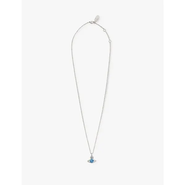 Vivienne Westwood Ismene Brass Necklace - Platinum/Blue White Cz